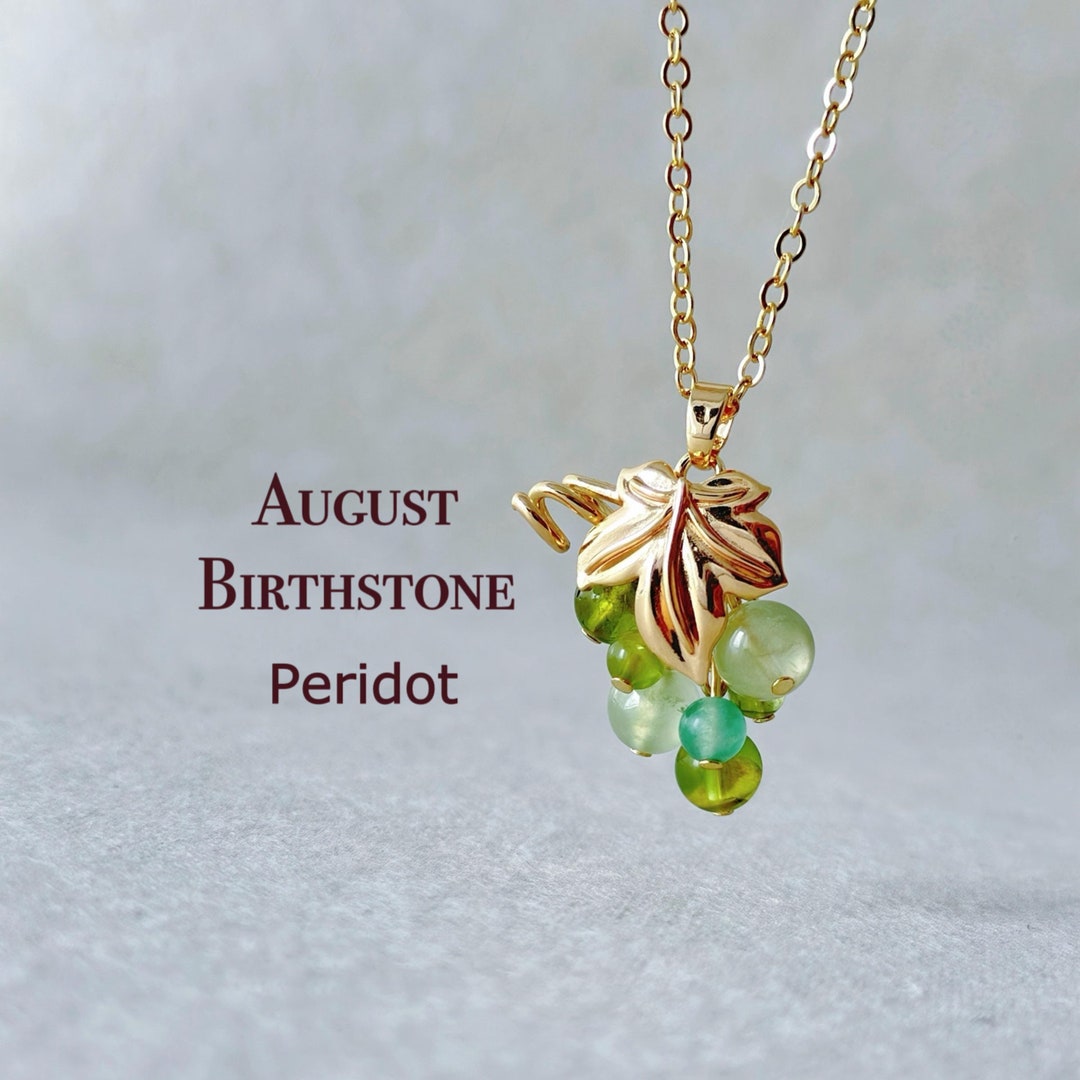 Handmade August Birthstone Necklace, Cute Grape Pendant, Peridot ...
