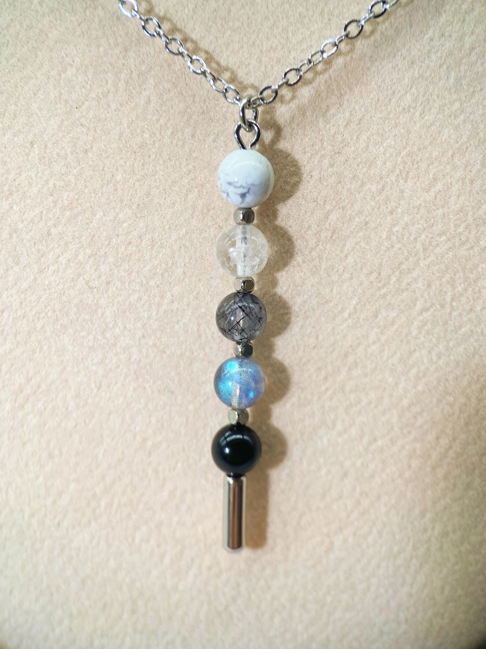Mindfulness Necklace, Yin Yang, Genuine Crystal, Dainty Safety Pin ...