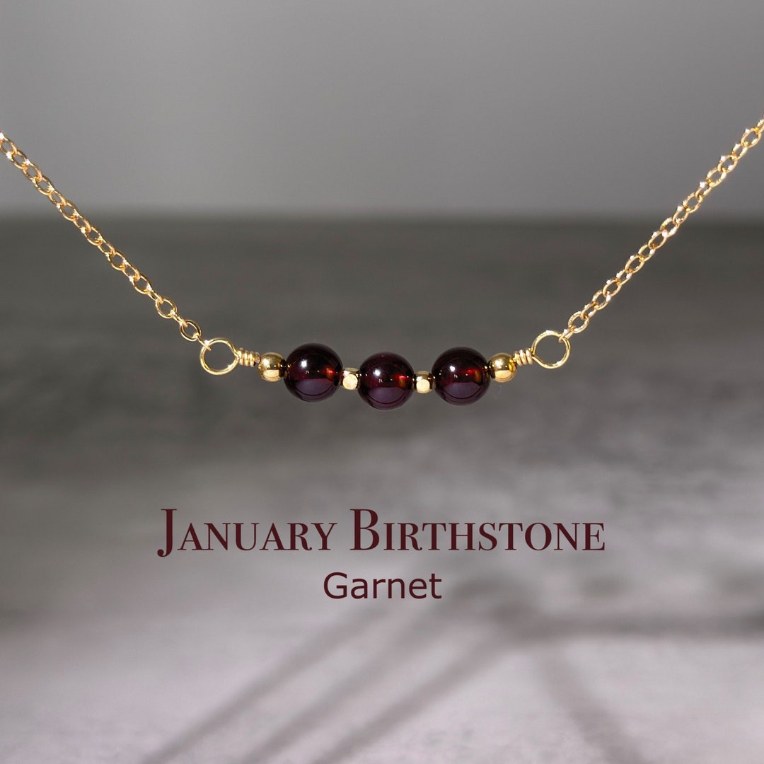 Genuine Garnet Necklace, January Birthstone, 6mm Dark Red Garnet Beads ...