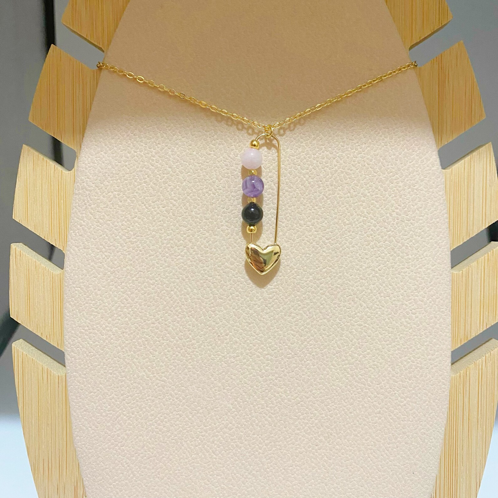 Handmade Empath Protection Necklace Dainty Heart Safety Pins - Etsy