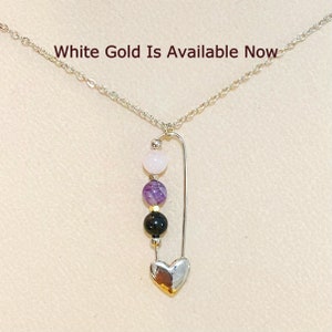 Handmade Empath Protection Necklace, Dainty Heart Safety Pins With ...