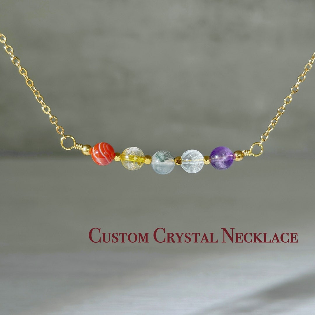 Custom Crystal Choker Jewelry, Handmade Genuine 5 Beads Necklace ...