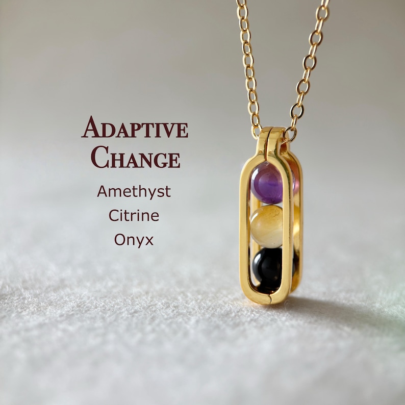 Minimalist Transition Crystal Necklace, Amethyst, Citrine, Onyx ...