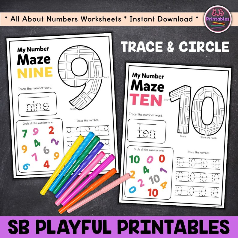 Printable Number Mazes for Kids, Educational Number Maze Worksheets ...
