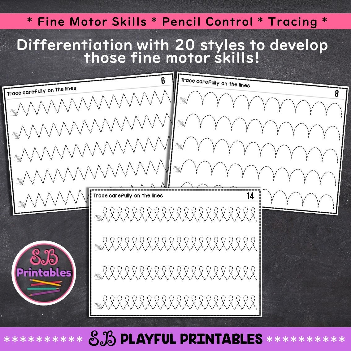 Tracing Practice Worksheets, Fine Motor Skills Practice, Pre-writing ...