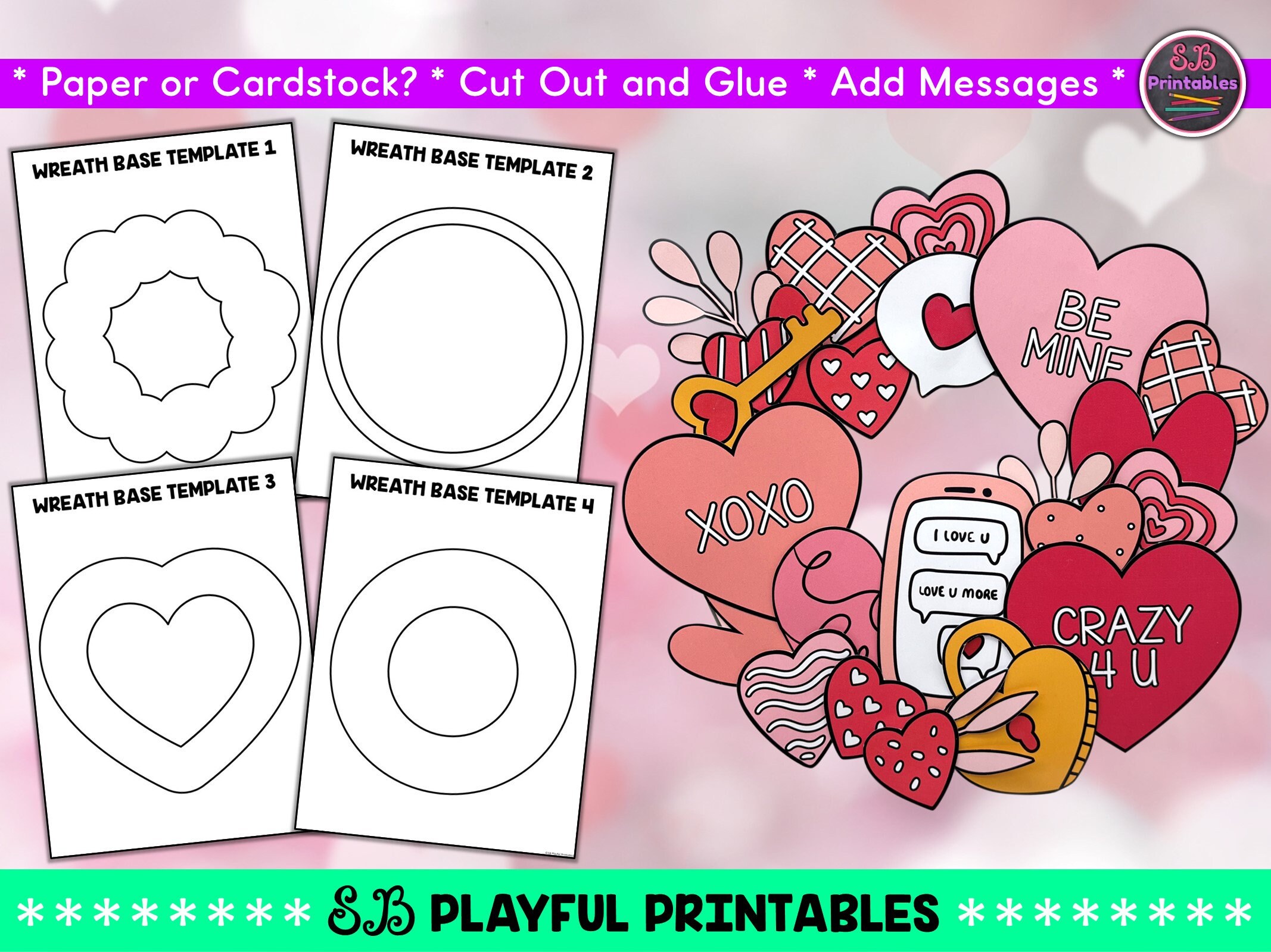 DIY Valentine's Day Wreath Craft Printable Templates for Kids ...