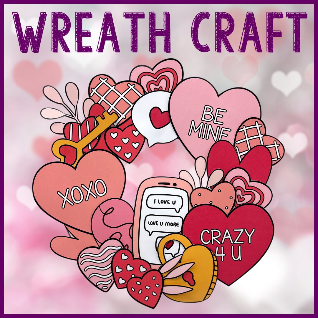 DIY Valentine's Day Wreath Craft Printable Templates for Kids ...