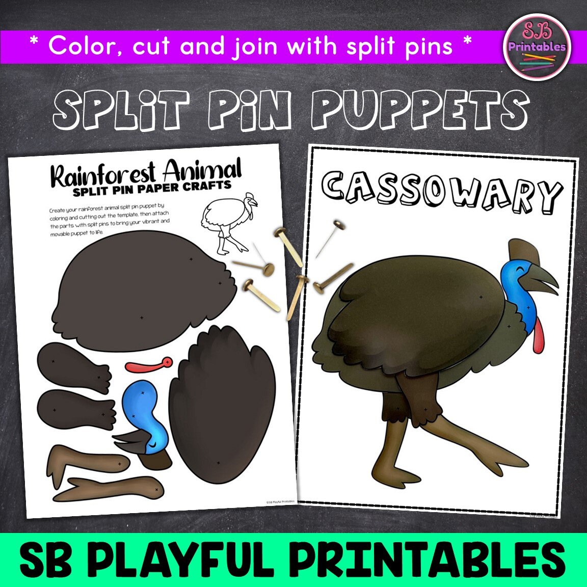 Rainforest Animals Split Pin Puppet Craft, DIY Rainforest Animal ...