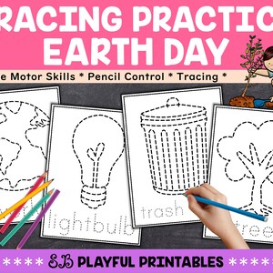 Earth Day Tracing Practice Worksheets, Fine Motor Skills Practice, Pre ...