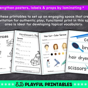 Hair Salon Pretend Play, Hair Salon Play Printables, Home-school ...