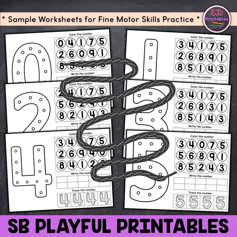 Number Lacing Cards for Pre-schoolers, Educational Number Lacing ...