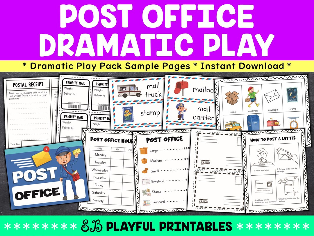 Post Office Pretend Play, Post Office Play Printables, Home School ...