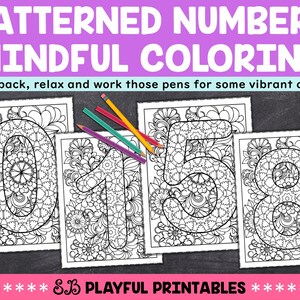 Patterned Numbers Mindful Coloring Pages, Mindfulness Coloring Book ...
