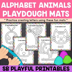 Alphabet Animals Playdough Activity Mats for Kids, Animal Themed ...