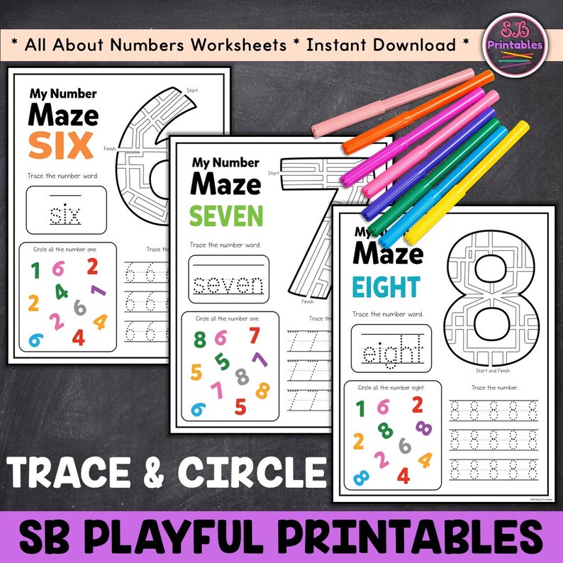 Printable Number Mazes for Kids, Educational Number Maze Worksheets ...