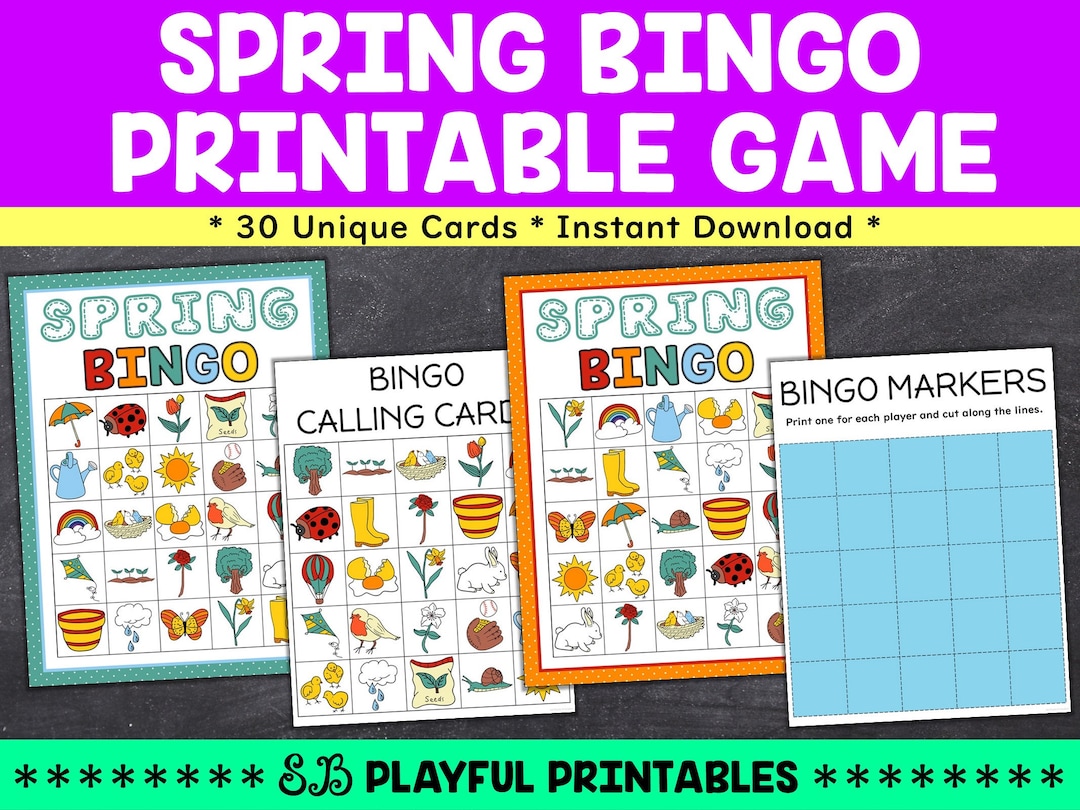 Spring Bingo Game for Kids and Adults, Spring Printable Game, Spring ...