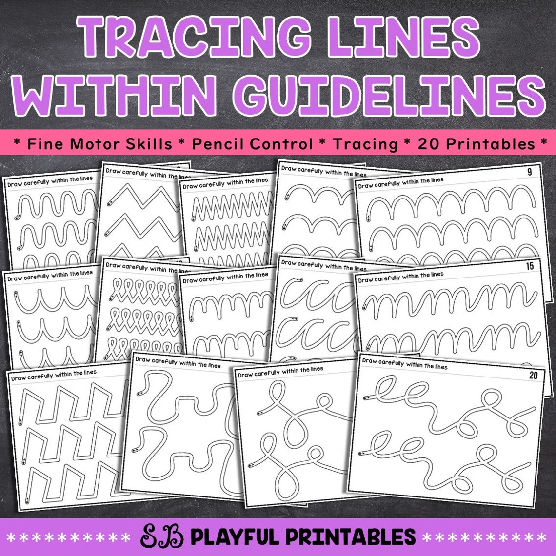 Tracing Practice Worksheets, Fine Motor Skills Practice, Pre-writing ...