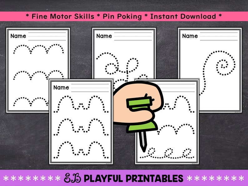 Lines Pin Poking Worksheets for Kids, Printables for Preschool, Correct ...