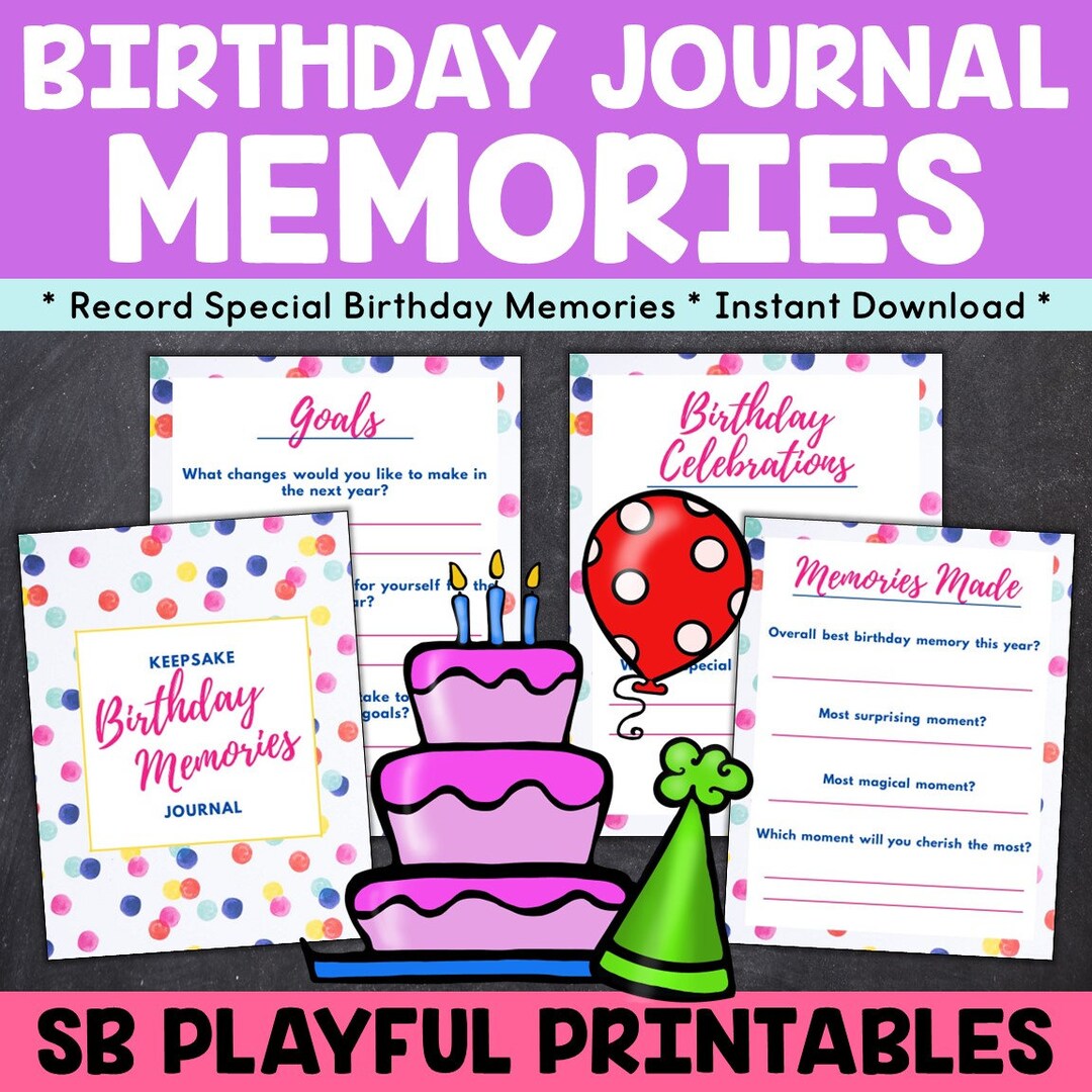 Birthday Memories Keepsake Journal, Reflections Journal, DIY Birthday ...