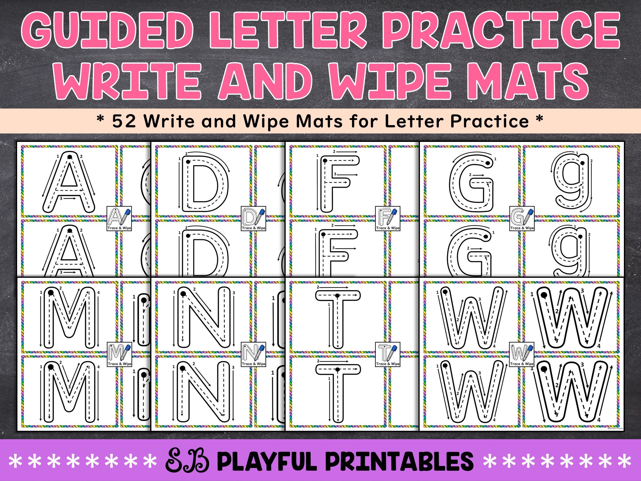 Alphabet Write and Wipe Activity Mats, Write and Wipe Letter Activity ...