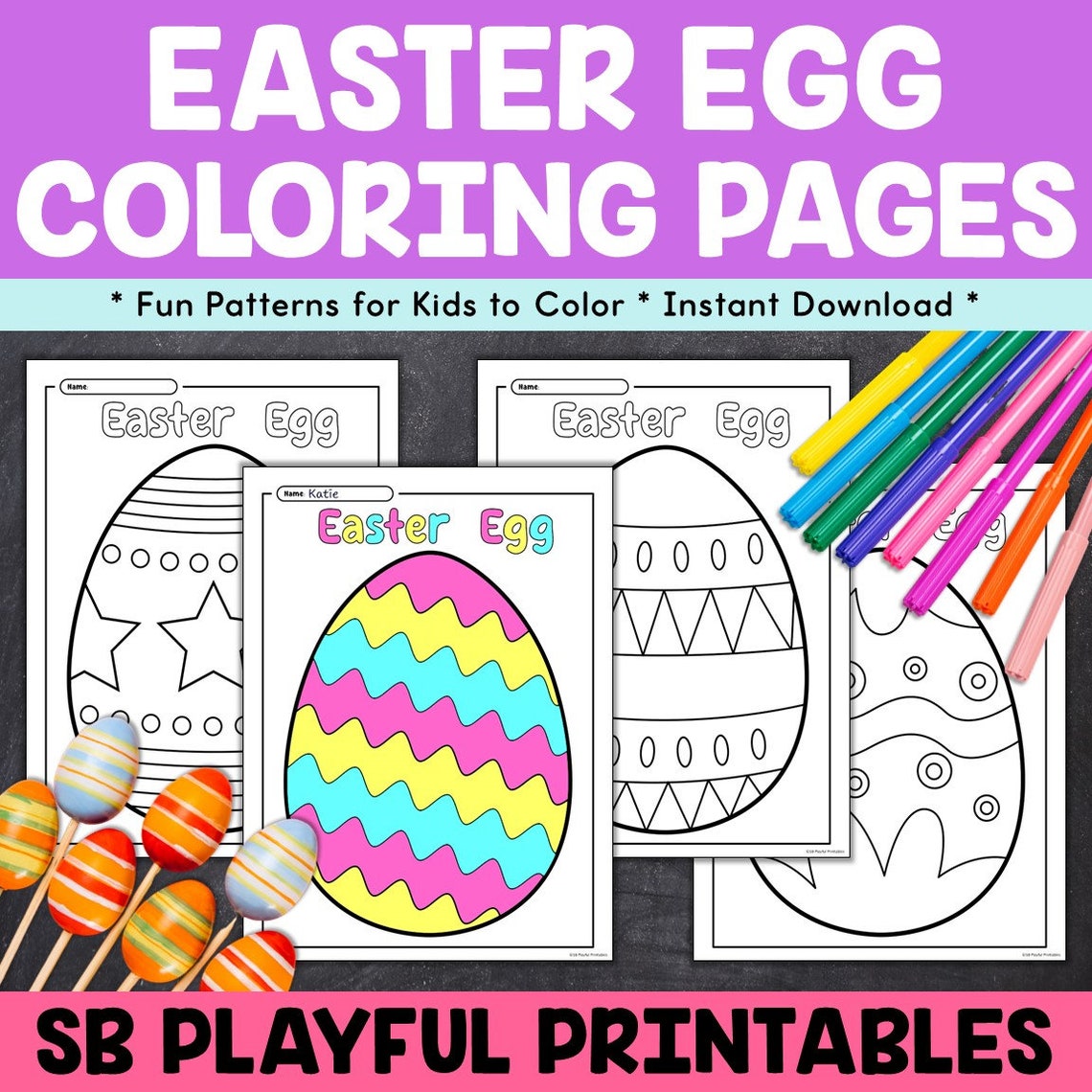 Printable Patterned Easter Egg Coloring Pages for Kids, Color in Easter ...