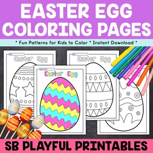 Printable Patterned Easter Egg Coloring Pages for Kids, Color in Easter ...