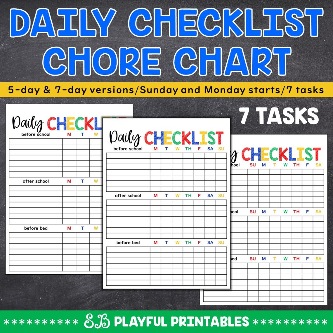 Printable and Editable Daily Checklist for Kids, Chore Chart for Kids ...