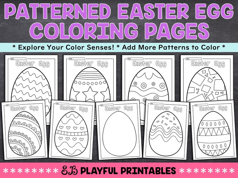 Printable Patterned Easter Egg Coloring Pages for Kids, Color in Easter ...