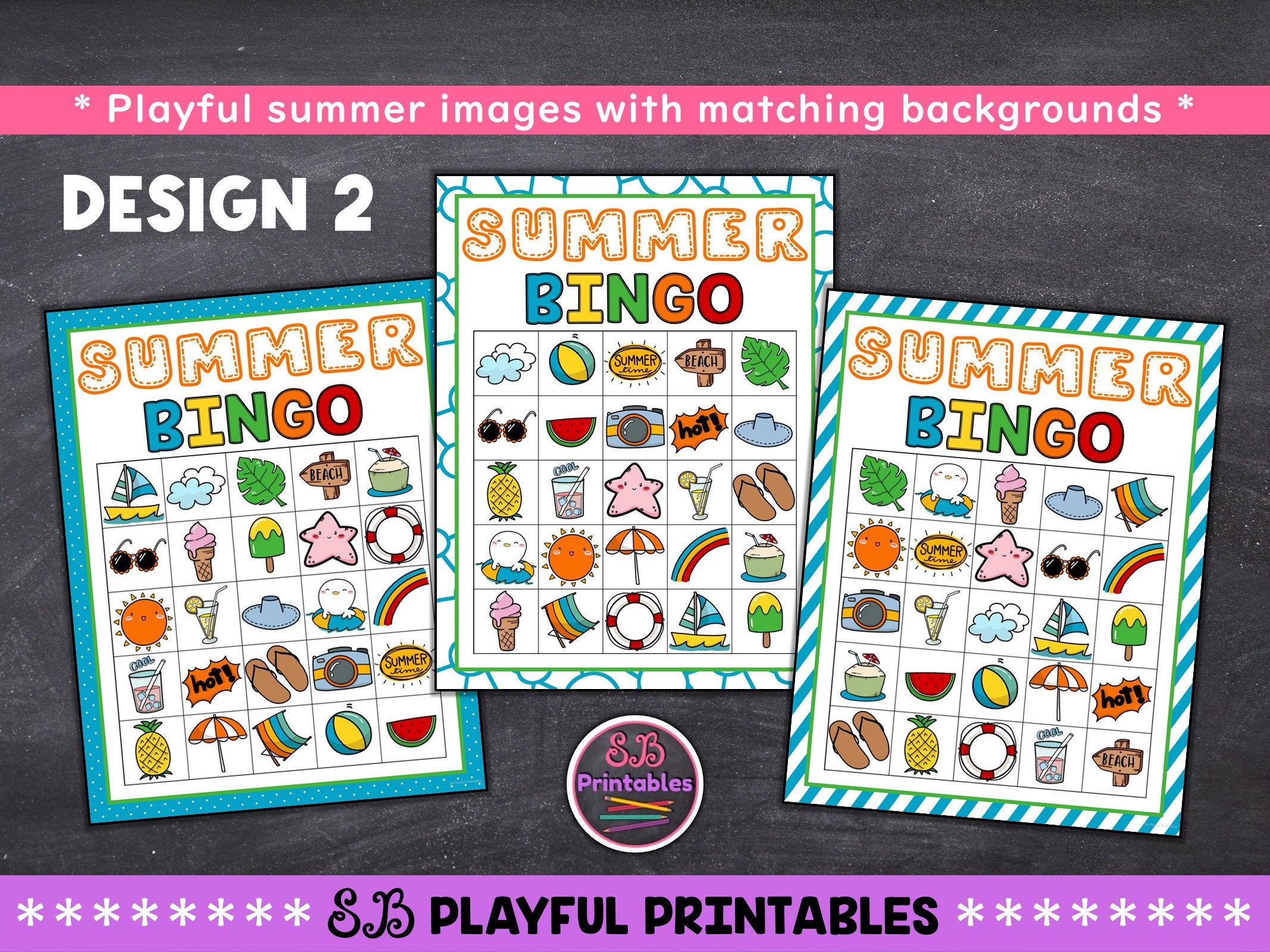 Summer Bingo Game for Kids and Adults, Summer Printable Game, Summer ...
