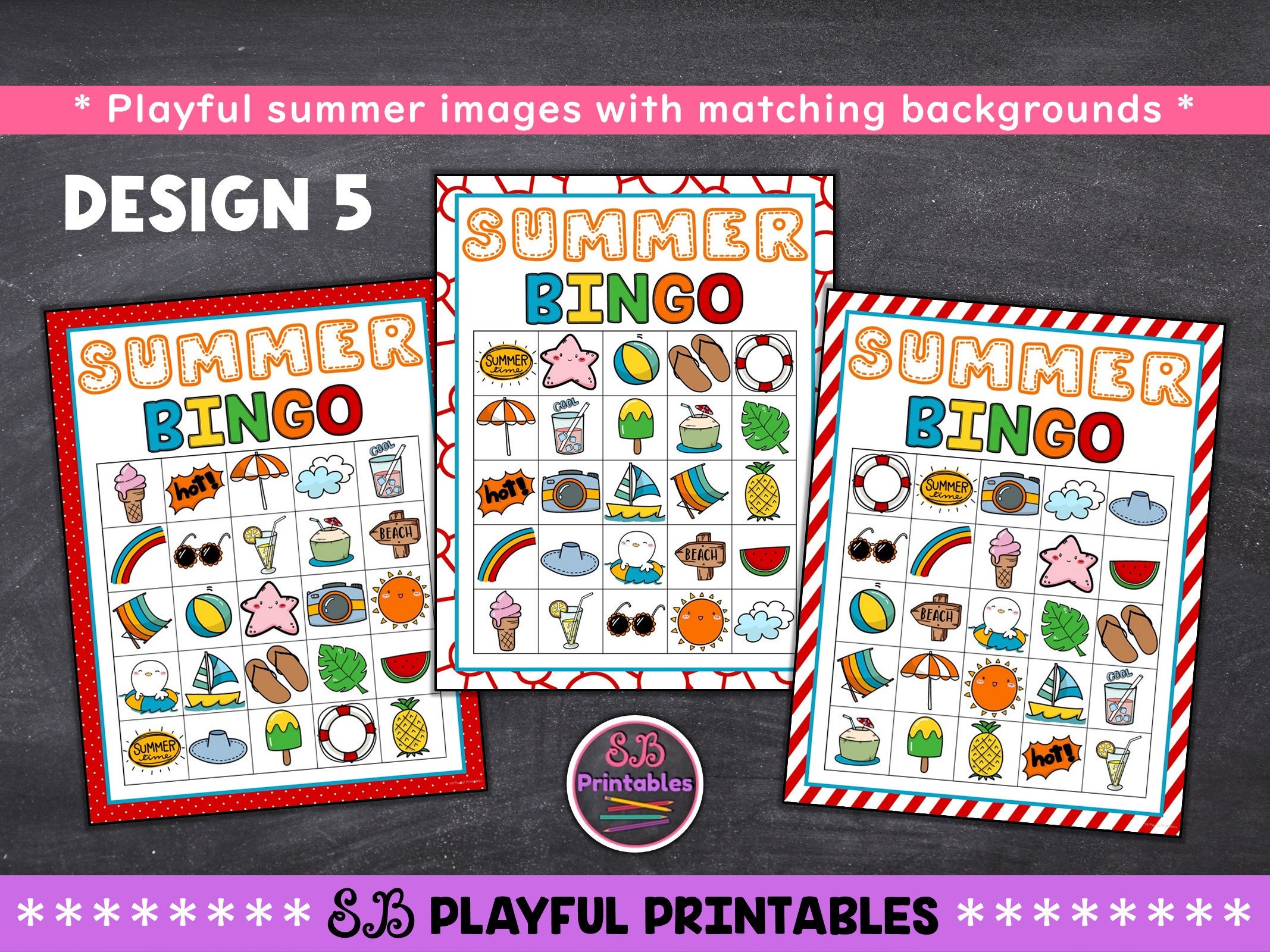 Summer Bingo Game for Kids and Adults, Summer Printable Game, Summer ...