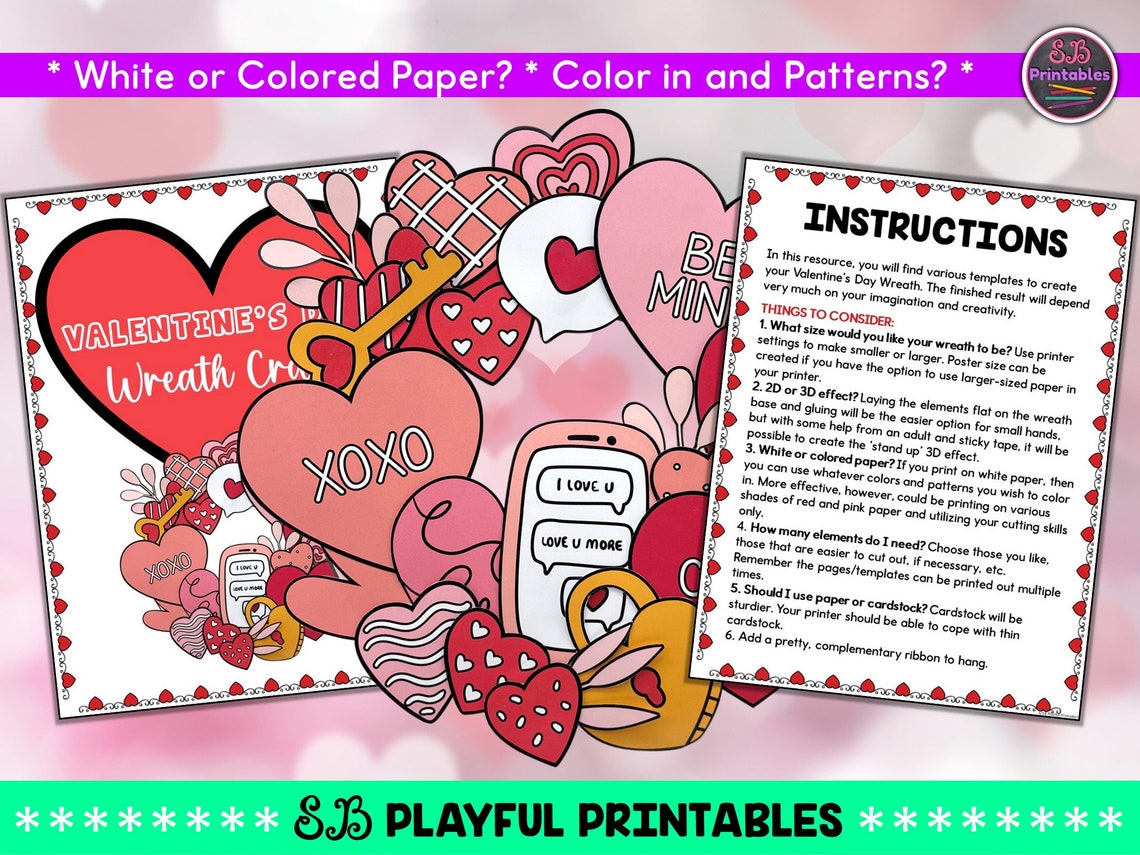 DIY Valentine's Day Wreath Craft Printable Templates for Kids ...