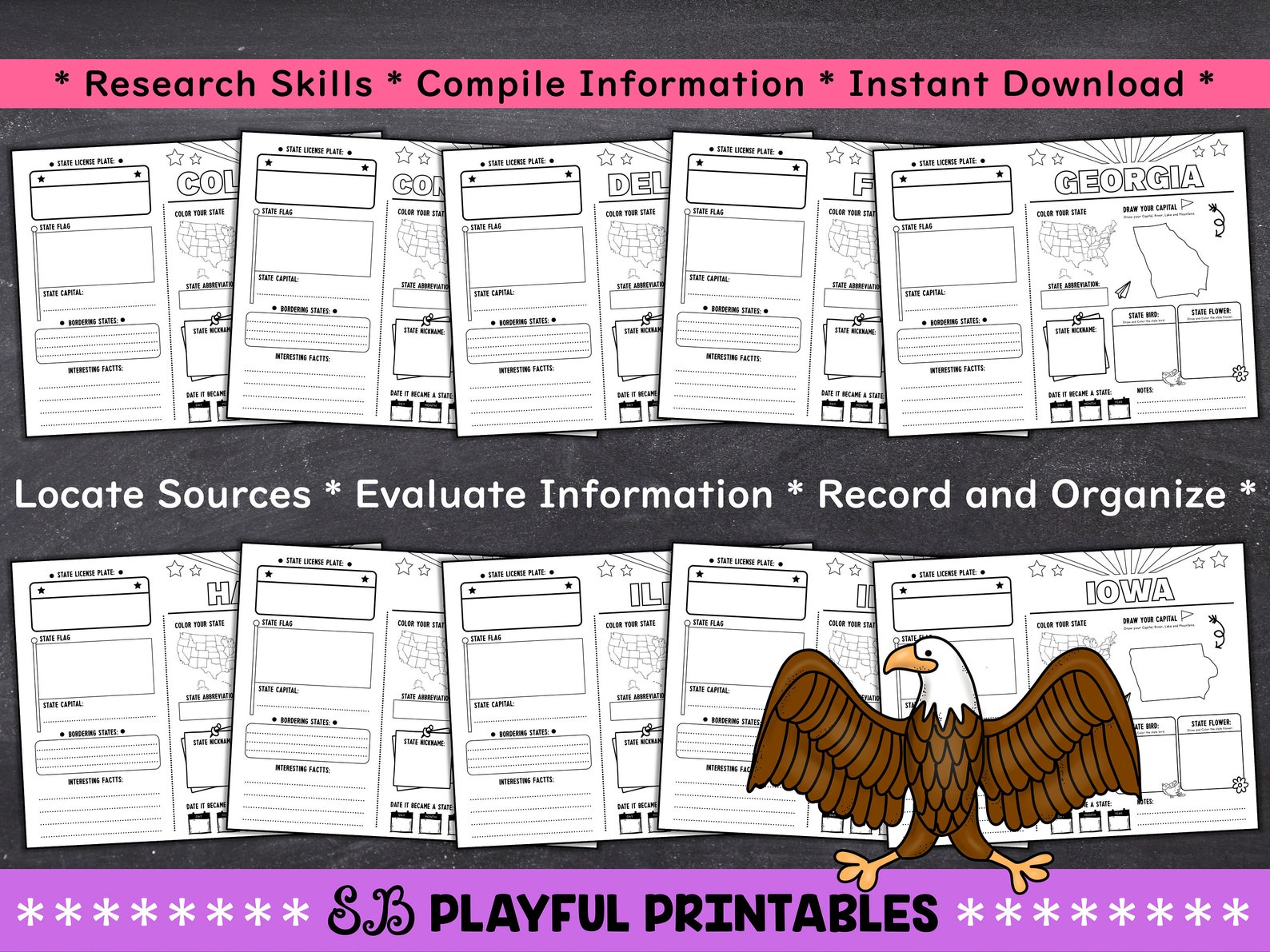 Printable State Research Worksheets for Kids, Printable Templates for ...