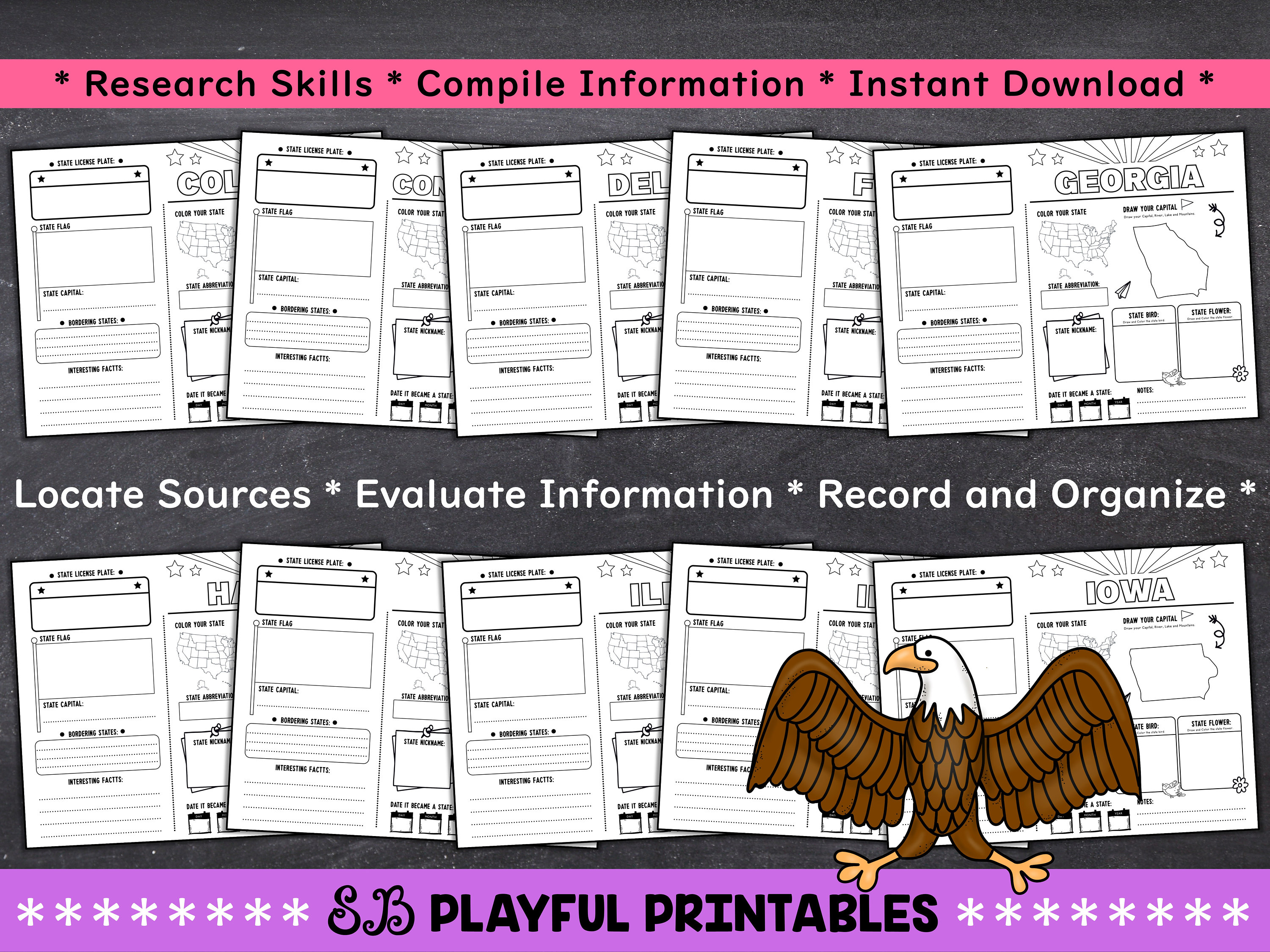 Printable State Research Worksheets for Kids, Printable Templates for ...