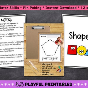 2D Shape Pin Poking Worksheets for Kids, Geometry Math Pin Poking ...