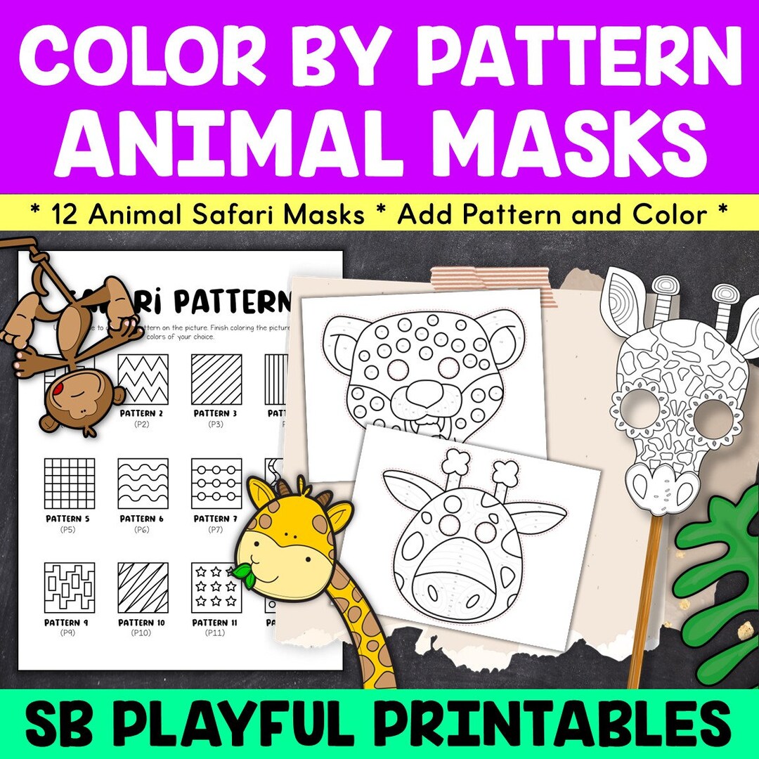 Color in Safari Masks for Kids, Kids Coloring Pages, Safari Animal ...
