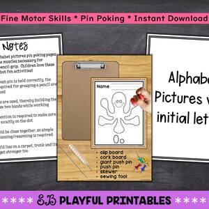 Alphabet Pin Poking Worksheets for Kids, Printable Alphabet Pictures ...
