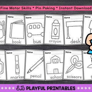 School Supplies Pin Poking Worksheets for Kids, Printables for ...