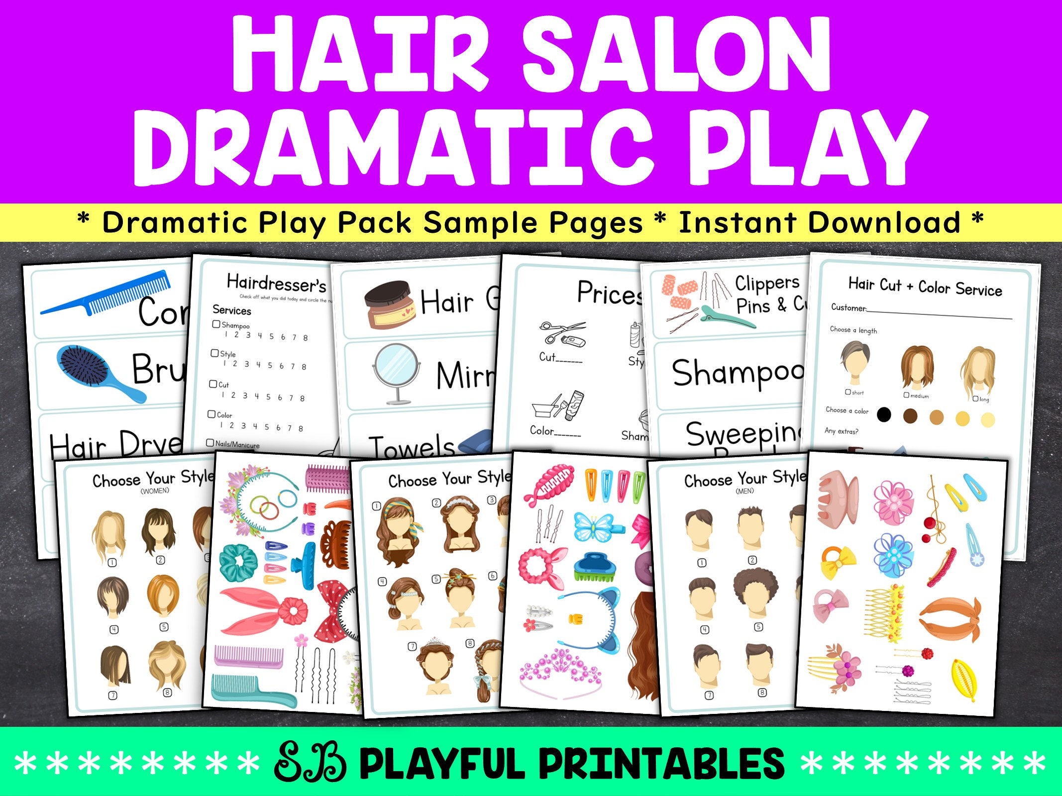 Hair Salon Pretend Play Hair Salon Play Printables - Etsy