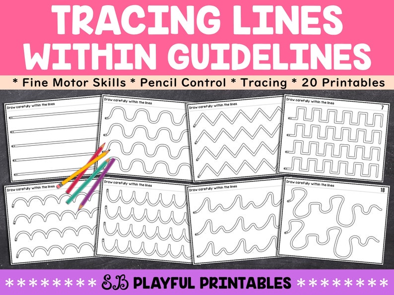 Tracing Practice Worksheets, Fine Motor Skills Practice, Pre-writing ...