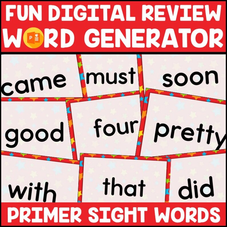 Primer Sight Words Practice and Review, Sight Word Generator Powerpoint ...