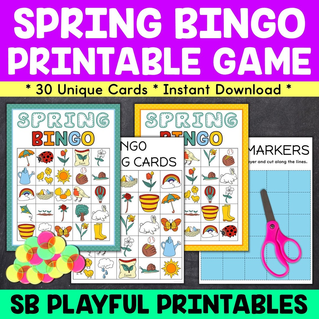 Spring Bingo Game for Kids and Adults, Spring Printable Game, Spring ...