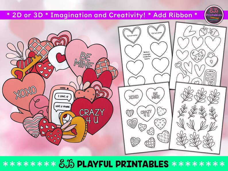 DIY Valentine's Day Wreath Craft Printable Templates for Kids ...