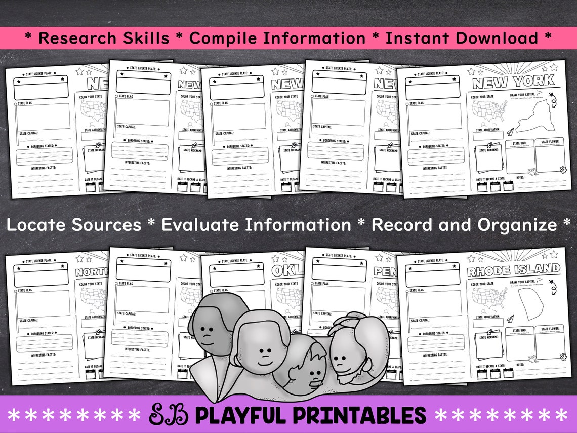 Printable State Research Worksheets for Kids, Printable Templates for ...