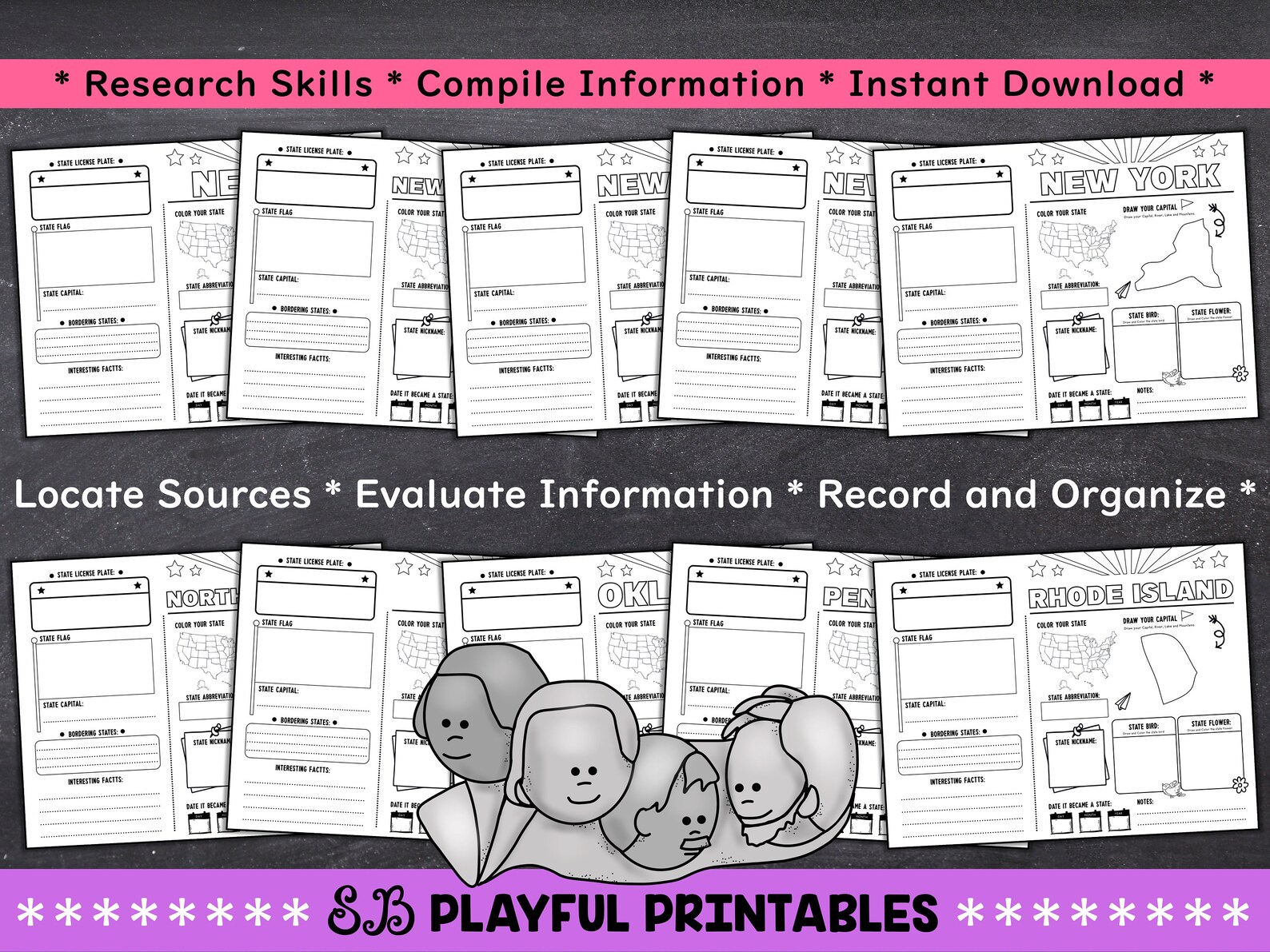 Printable State Research Worksheets for Kids, Printable Templates for ...