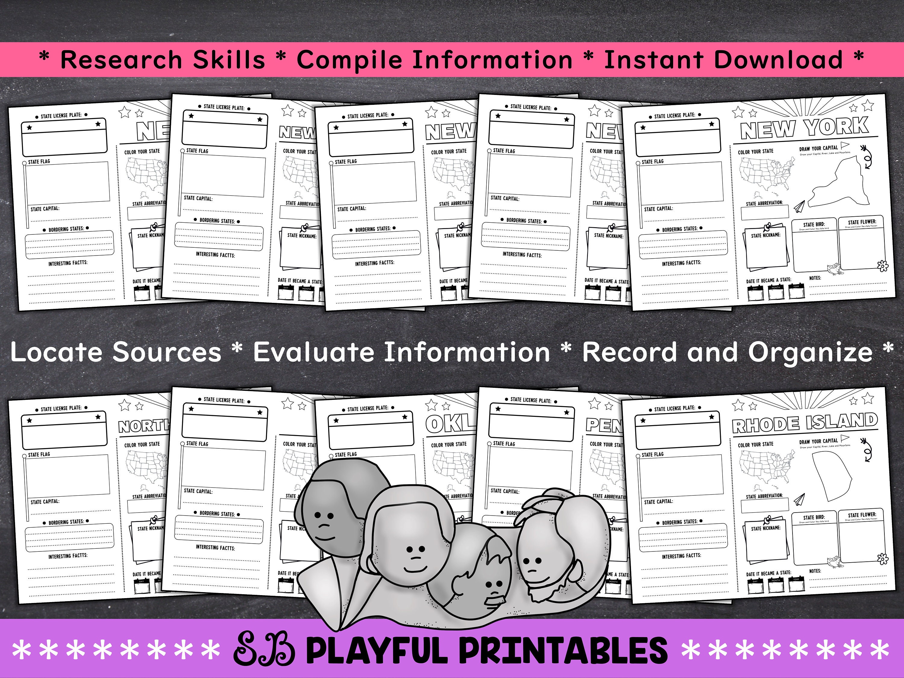 Printable State Research Worksheets for Kids, Printable Templates for ...