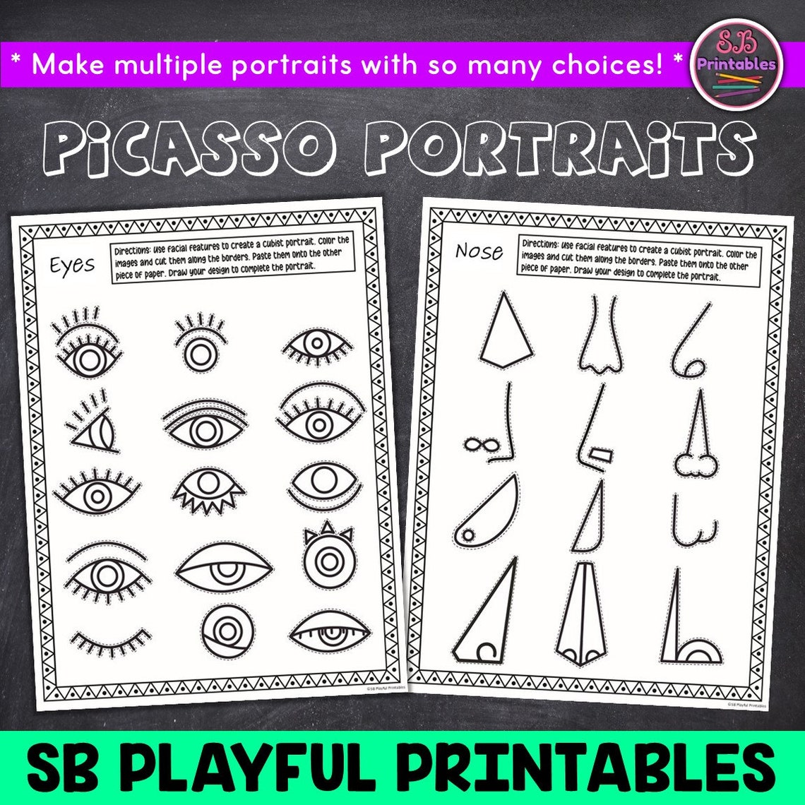 Printable Picasso Portraits Art for Kids, Picasso Portrait Templates ...