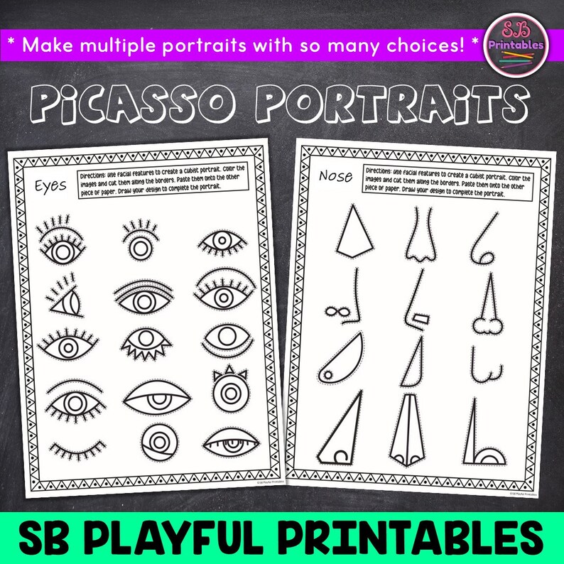 Printable Picasso Portraits Art for Kids, Picasso Portrait Templates ...