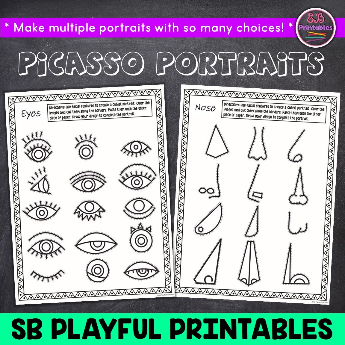 Printable Picasso Portraits Art for Kids, Picasso Portrait Templates ...