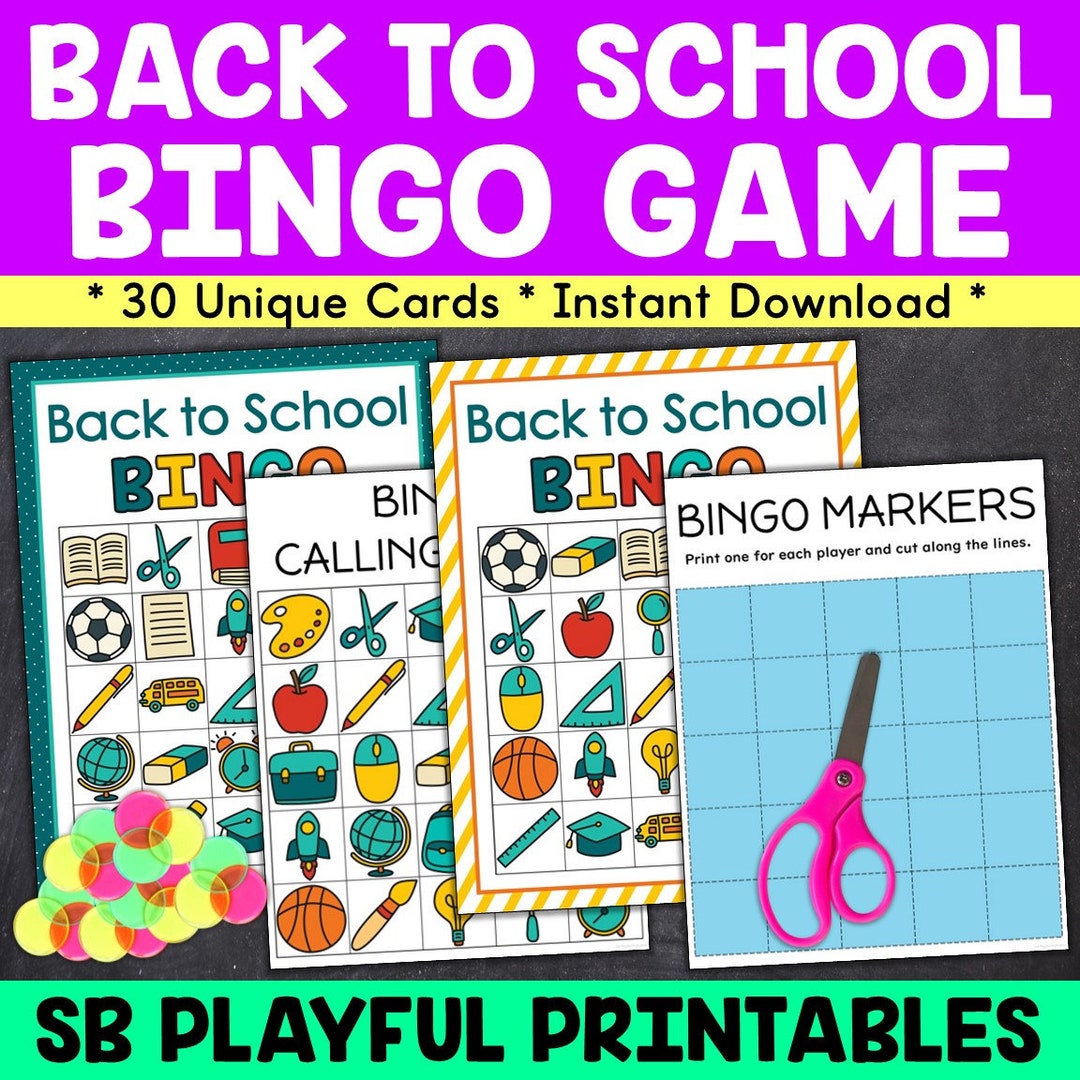 Back to School Bingo Game for Kids and Adults, BTS Printable Game, Back ...