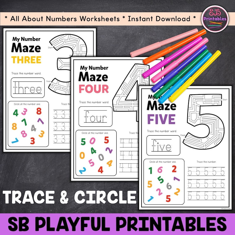 Printable Number Mazes for Kids, Educational Number Maze Worksheets ...